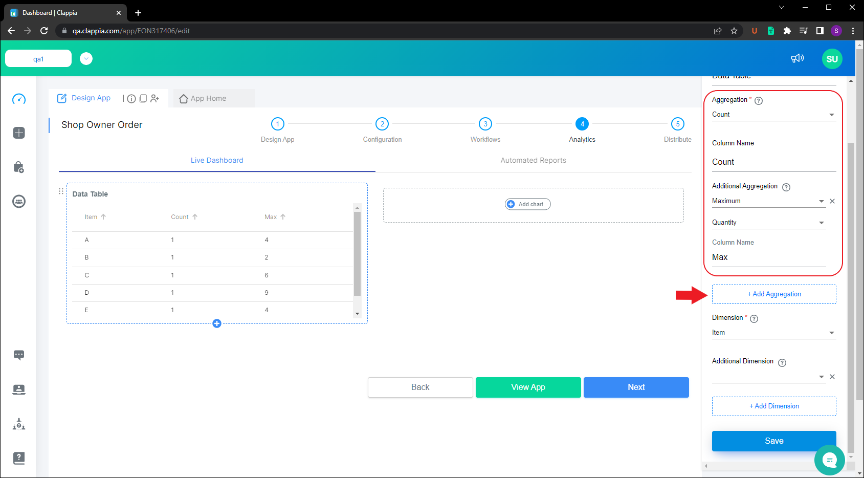 Analytics: Data Table